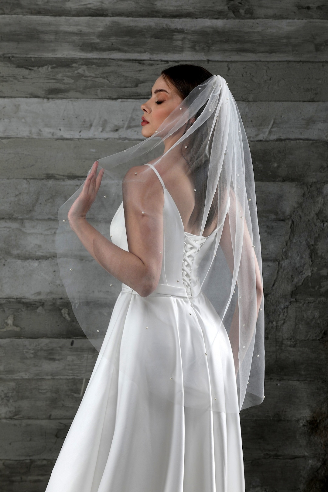 Wedding Pearl Veil, Bridal Veil With Pearls, Pearl Veil for Bride ...