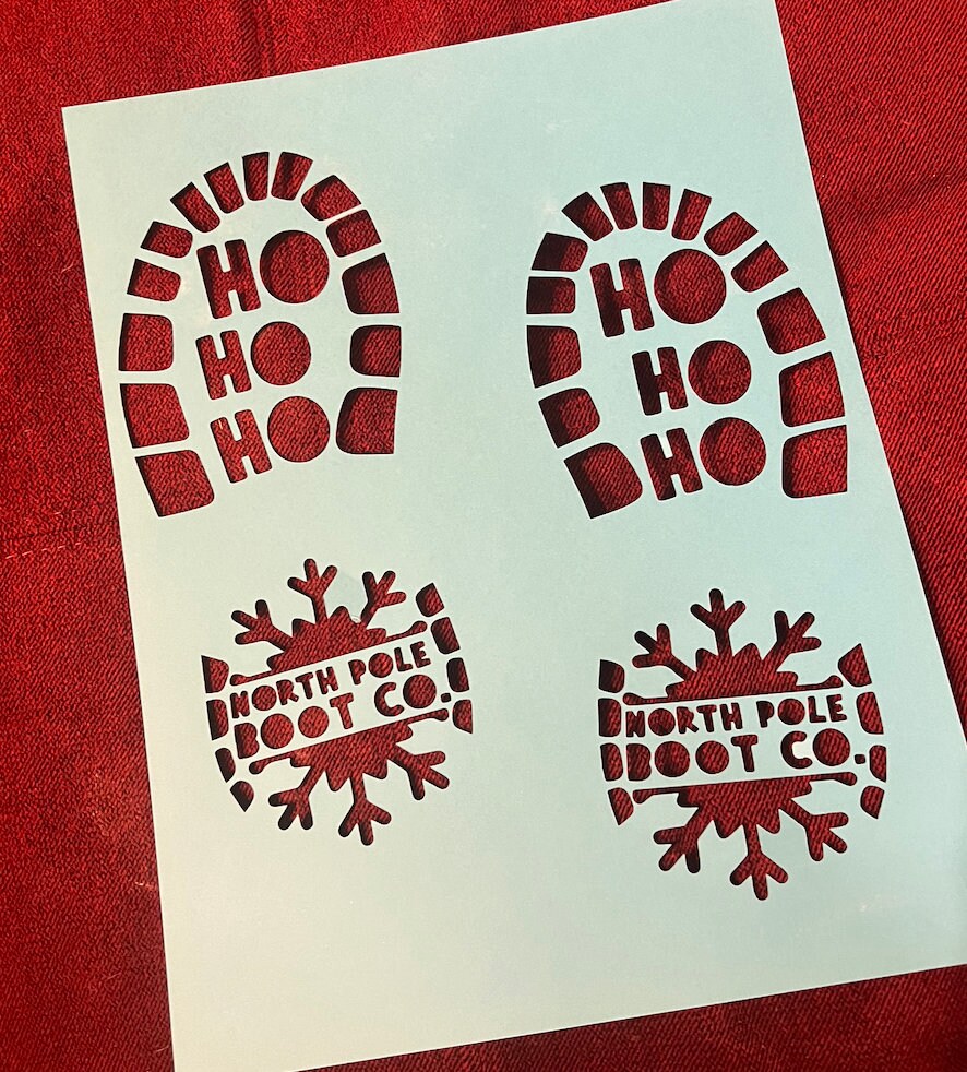 Santa and Friends Footprints Stencils! Reusable Elf Foot Prints ...