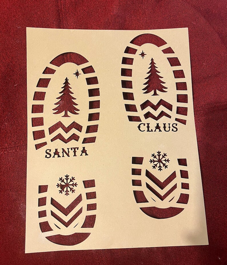 Santa and Friends Footprints Stencils! Reusable Elf Foot Prints ...