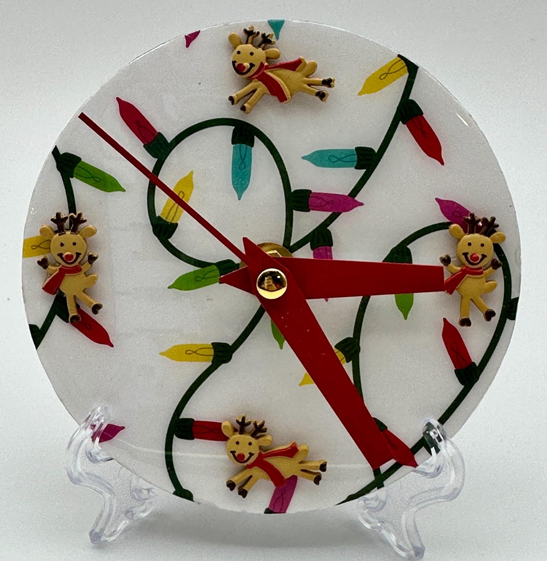 5 Desk or Table Christmas Clocks Upcycled CD Clock Repurposed CD Clock ...