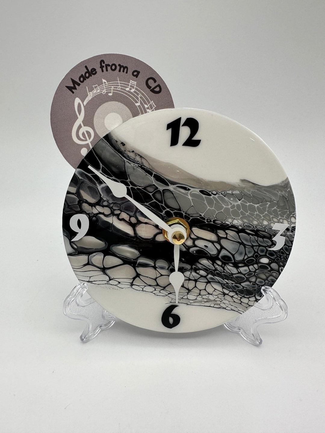 5" Desk or Table Clock - Upcycled CD Clock - Repurposed CD Clock - Hand ...