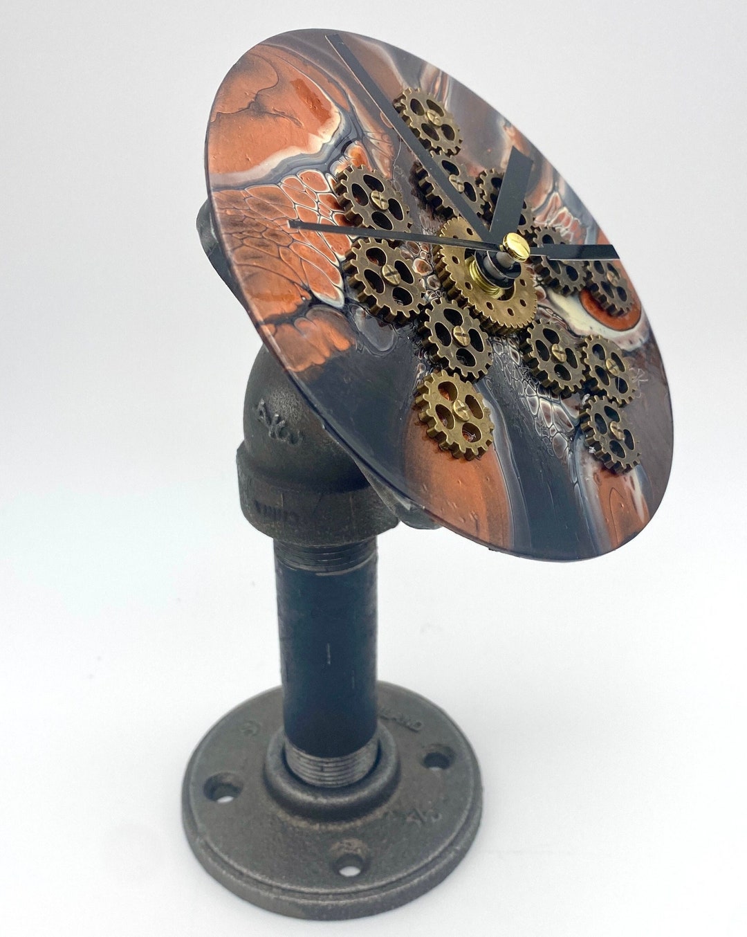 Steampunk Desk or Table Clock - Upcycled CD Clock - Repurposed CD Clock ...