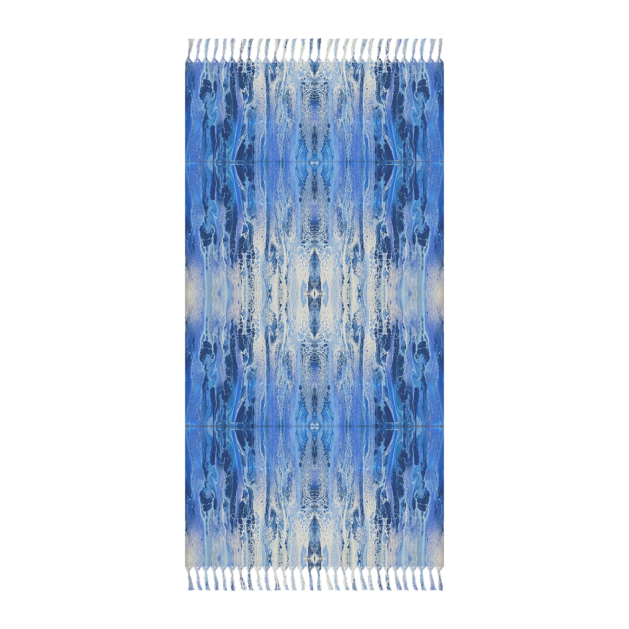 Blue Abstract Beach Cloth Towel With Knotted Fringe - Etsy
