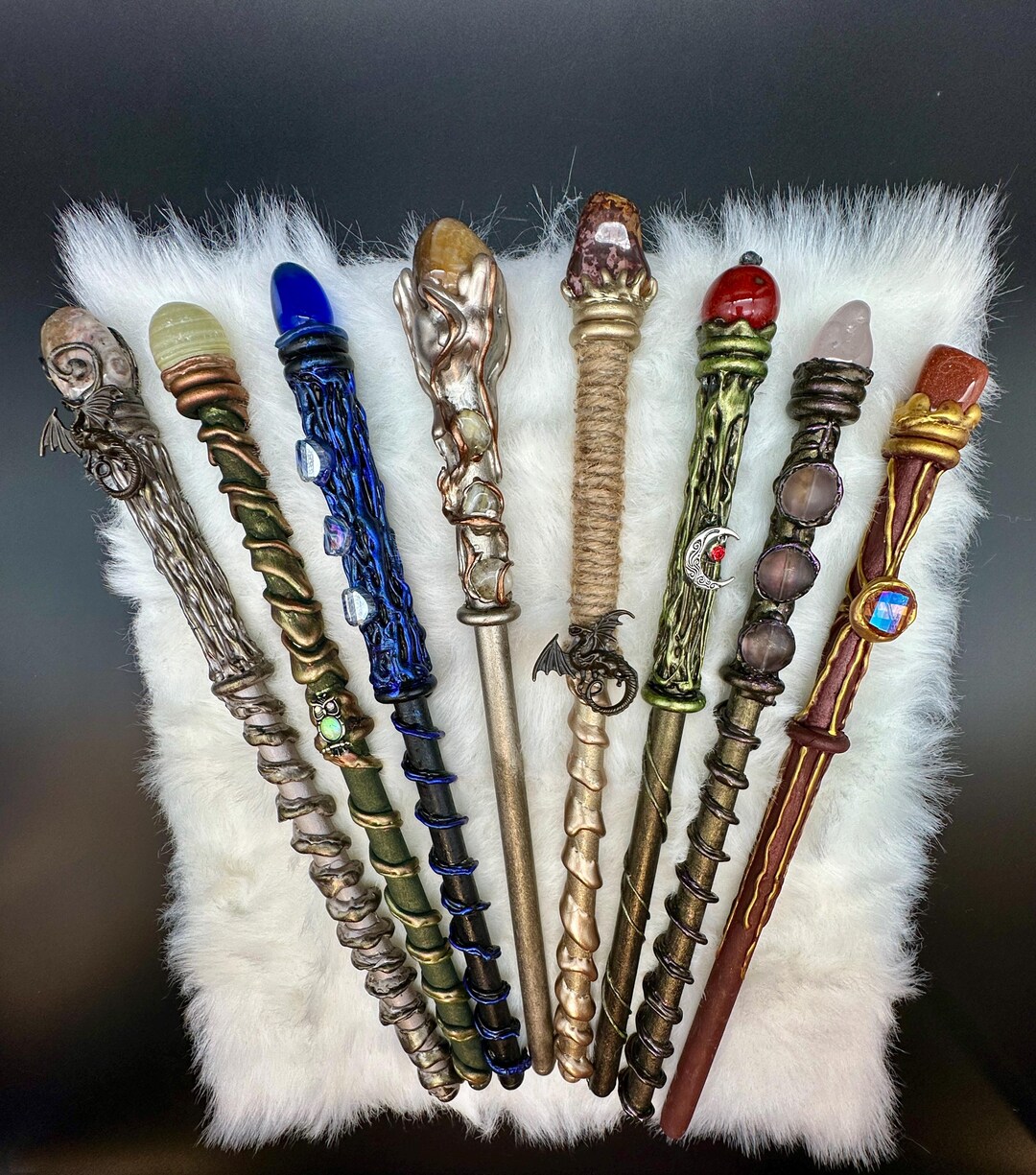Deluxe Handcrafted Magic Wand - Wizard, Witch, Fairy Wand - Witchcraft, Wicca, Goth, Pagan ...