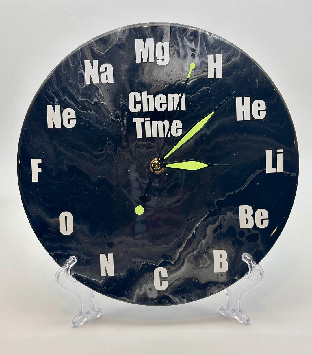 Chemistry Clock - Hand Painted Upcycled Record Clock - 10” Desk, Table ...