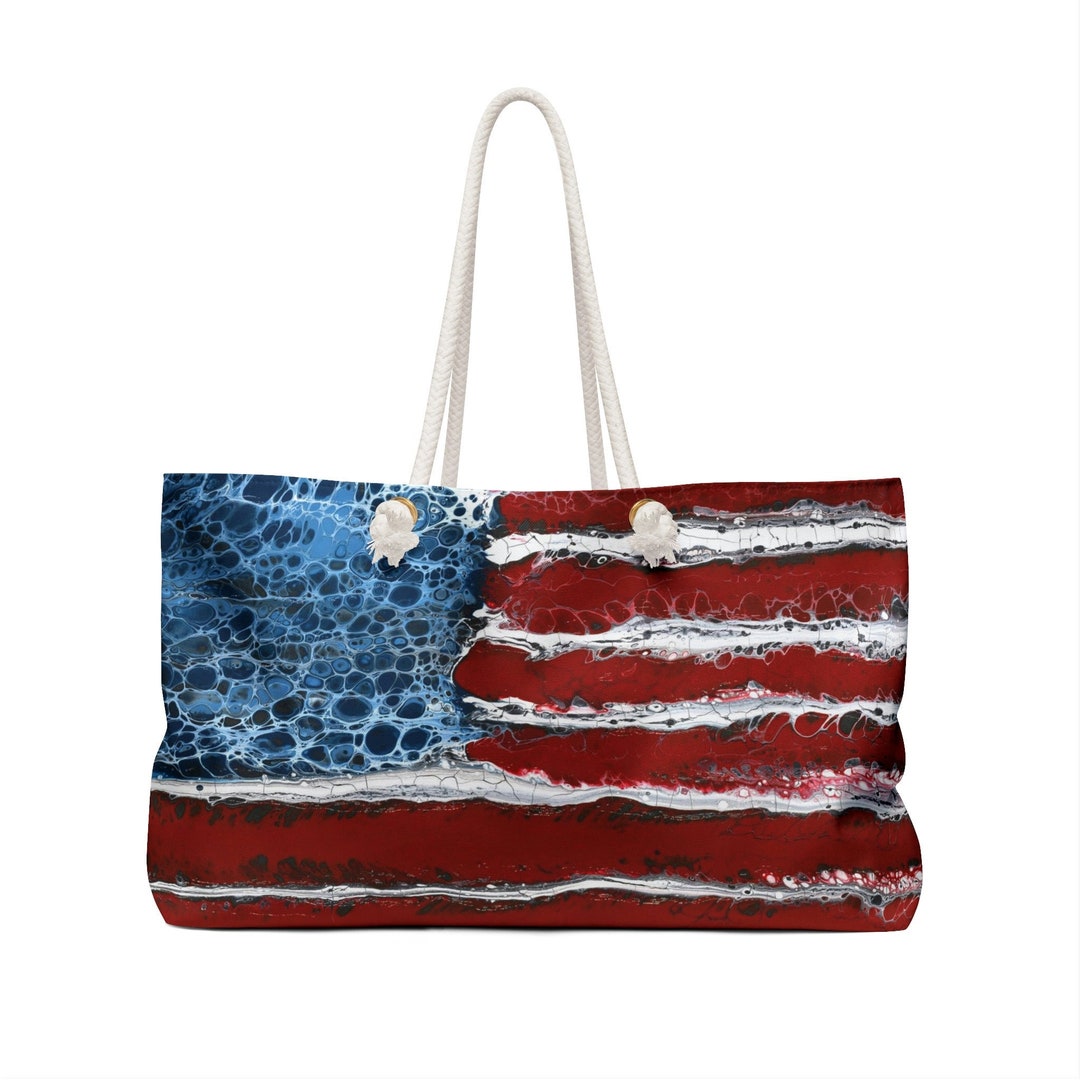 American Flag Weekender Tote Bag: Abstract Patriotic Carryall - Etsy