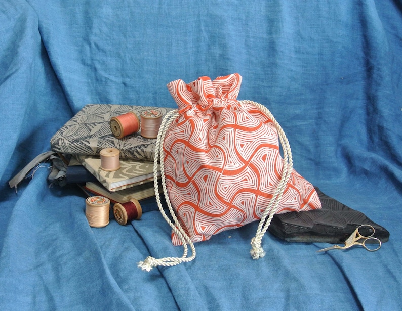 Handprinted Draw-string Bag - Etsy