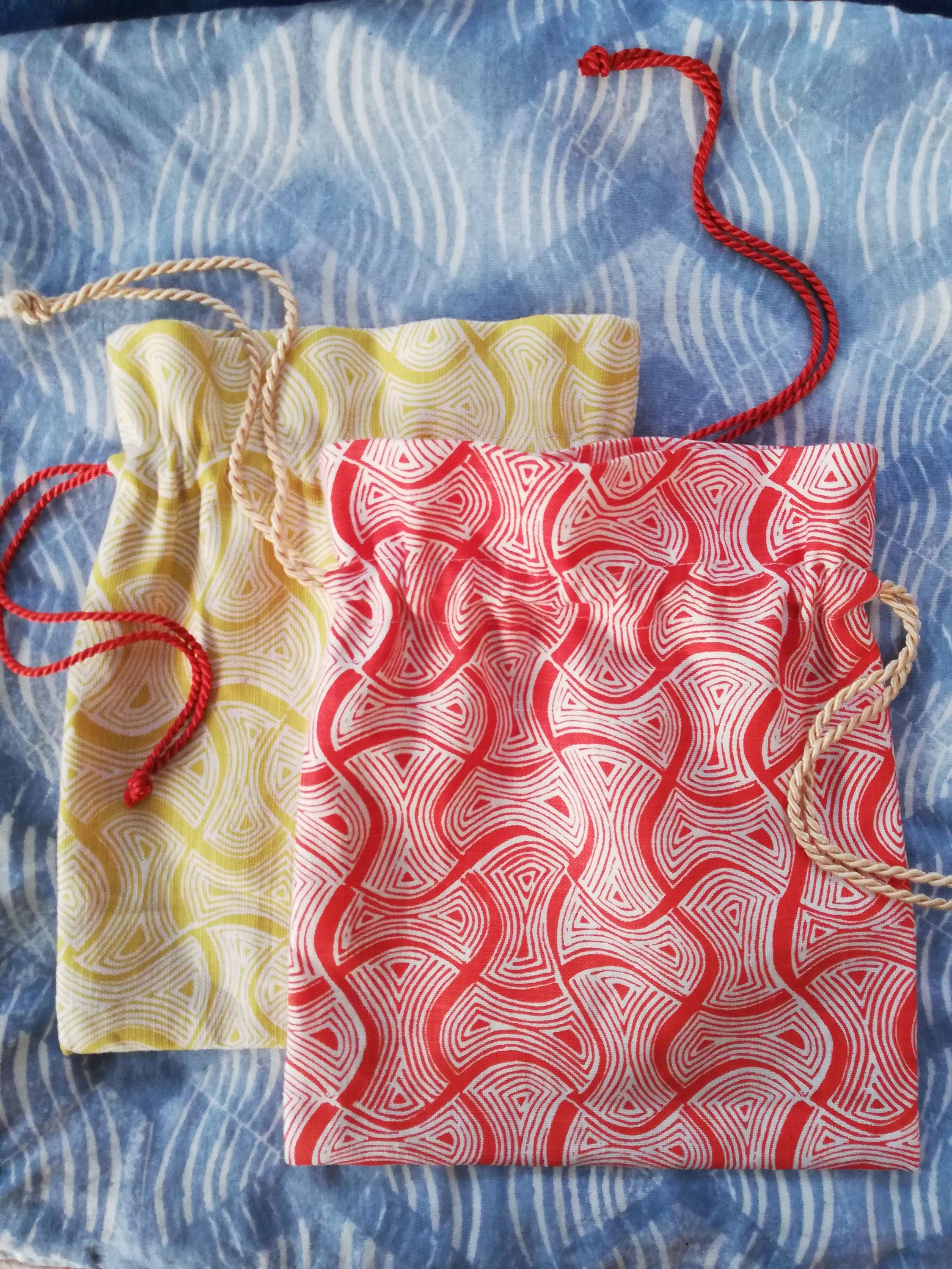 Handprinted Draw-string Bag - Etsy