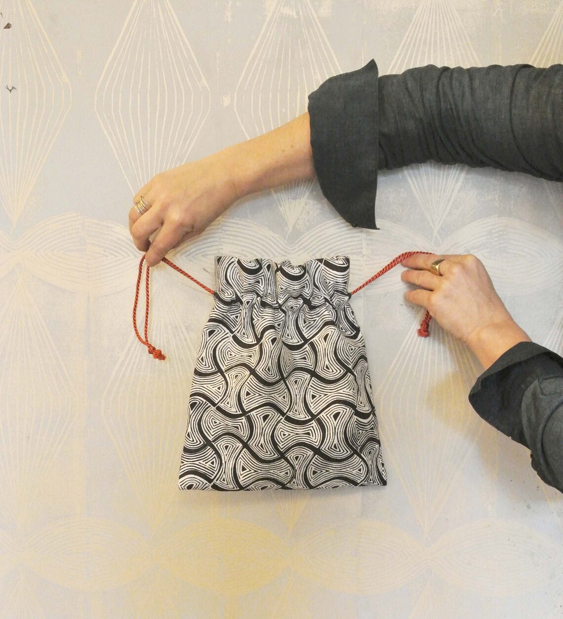 Handprinted Draw-string Bag - Etsy