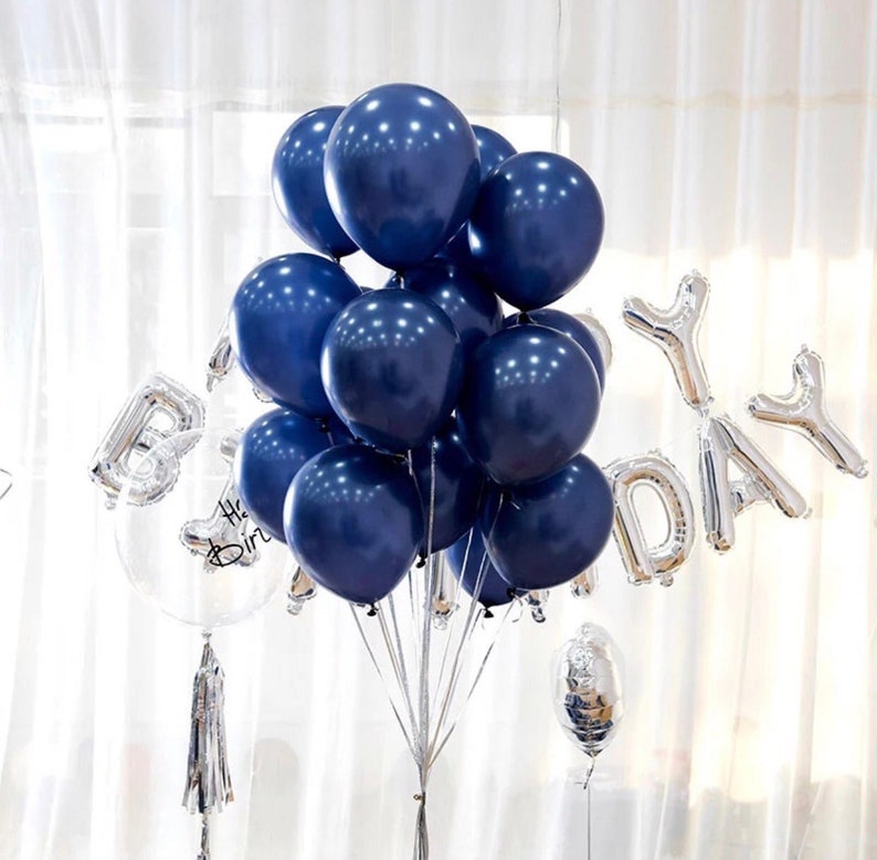 12" Metallic Blue Balloons- Set of 10 Pieces - Premium Quality Latex ...
