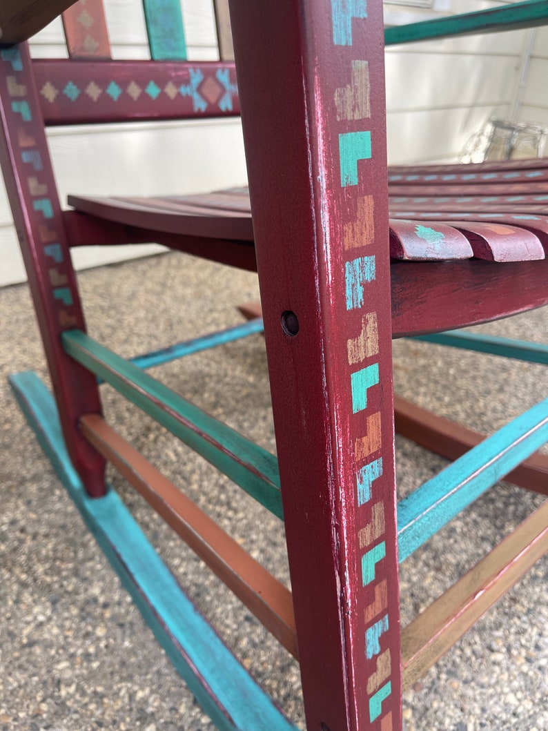 Colorful Mexican Style Rocking Chair, Southwestern Rocker, Festive ...
