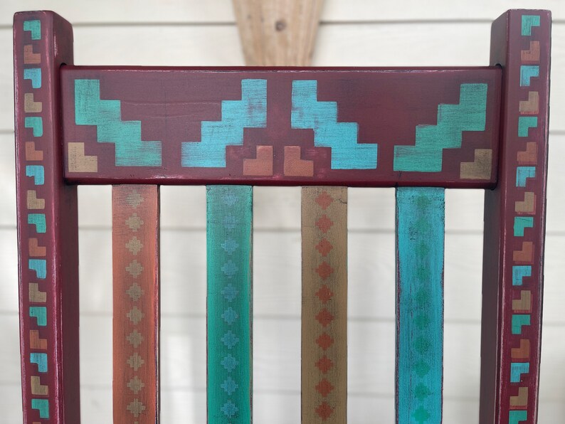 Colorful Mexican Style Rocking Chair, Southwestern Rocker, Festive ...
