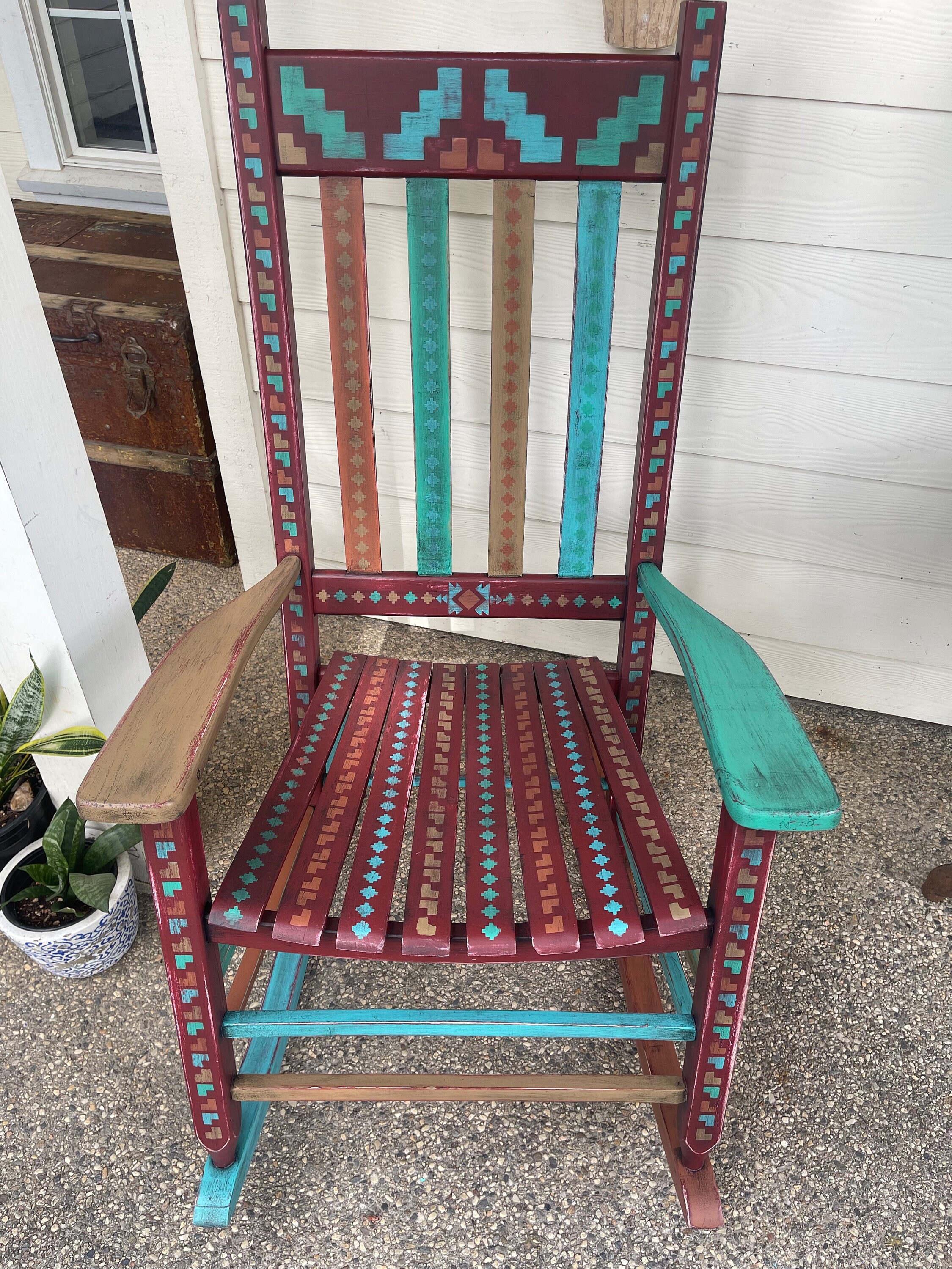 Colorful Mexican Style Rocking Chair, Southwestern Rocker, Festive ...