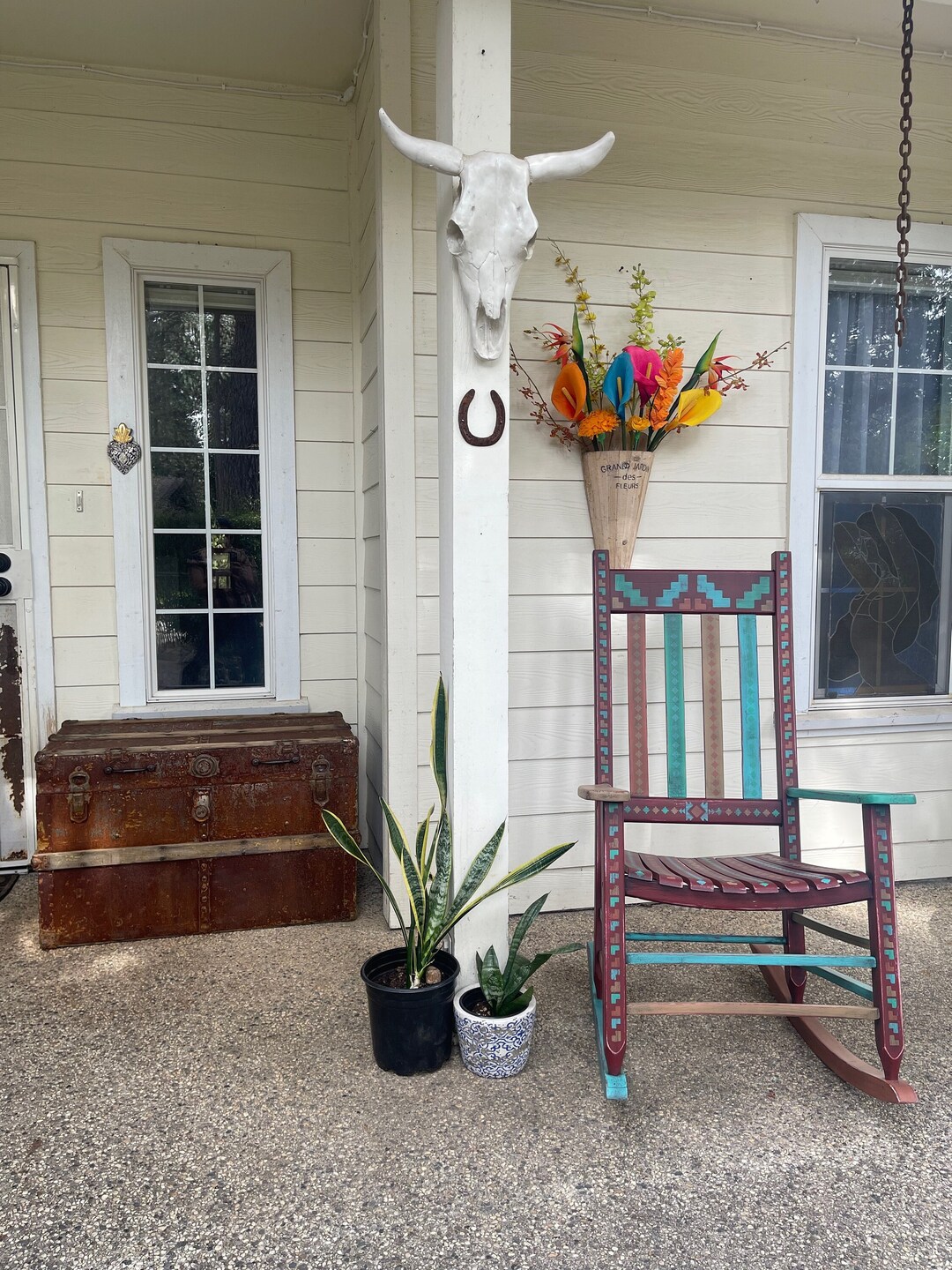 Colorful Mexican Style Rocking Chair, Southwestern Rocker, Festive ...