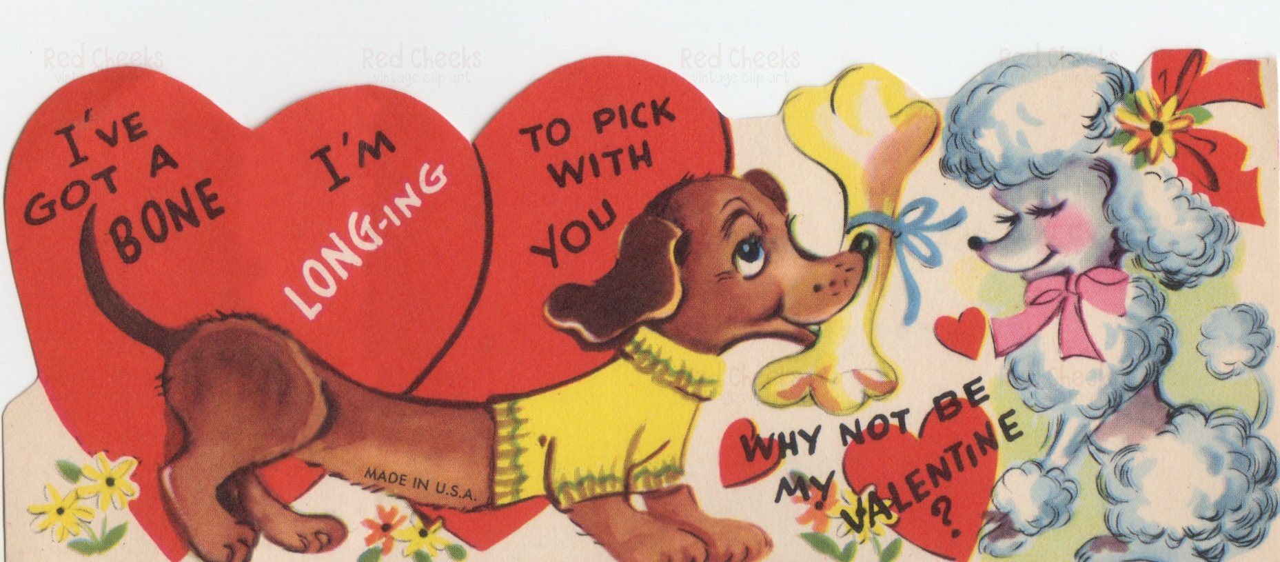 Digital Download of Valentine's Day Dog Poodle Dogs Bone Animal Post ...