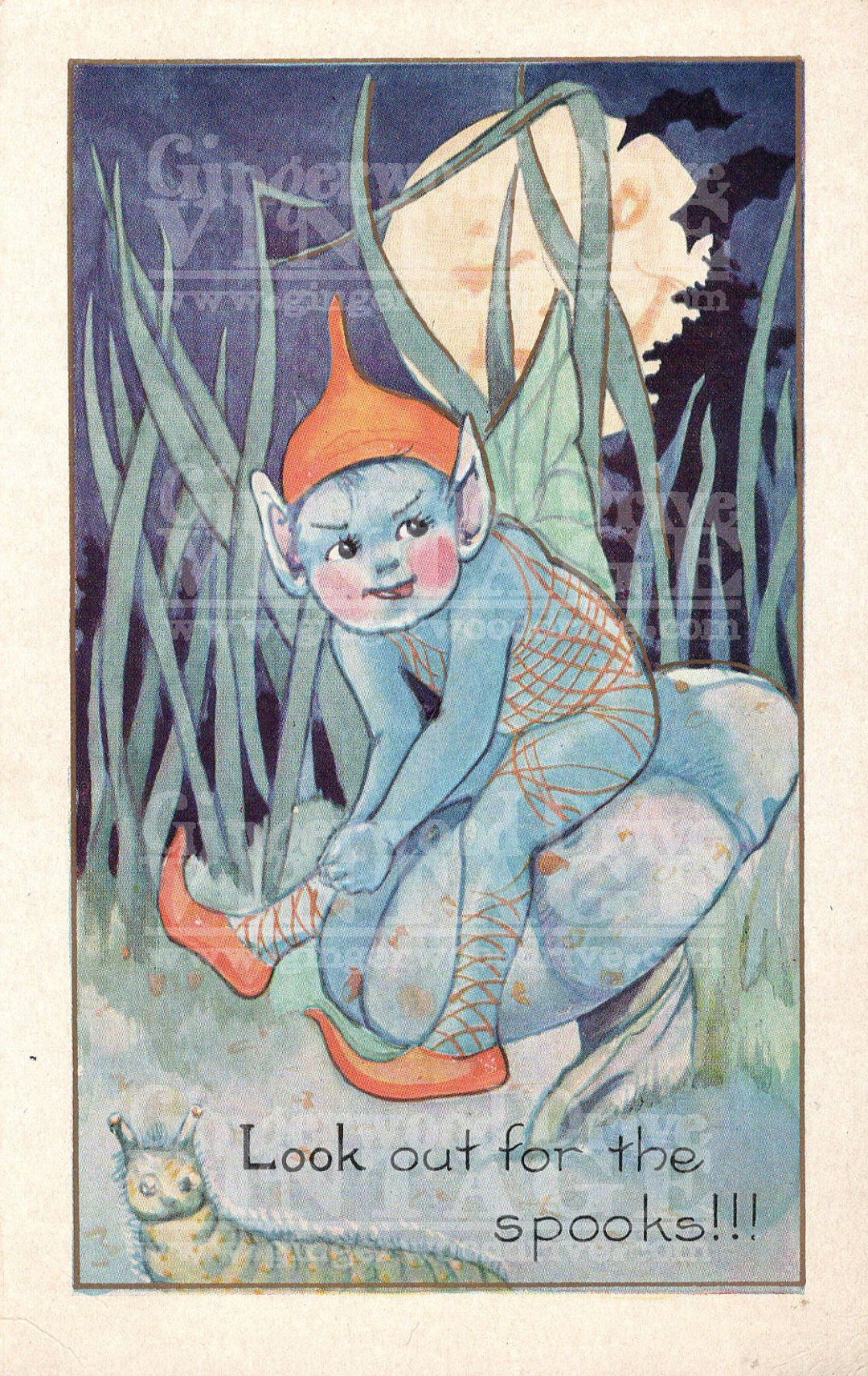 Vintage Halloween Spooks Postcard: Elf, Ghoul, Pixie (digital Download ...