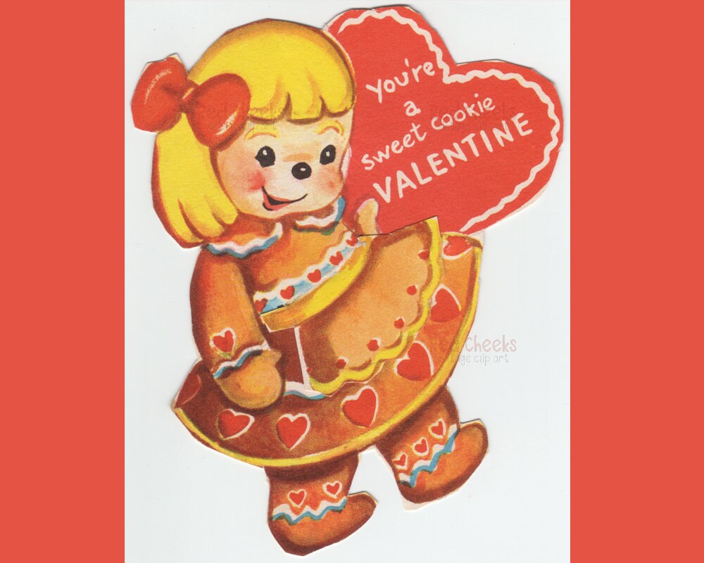 Digital Download of Valentine's Day Gingerbread Cookie Girl Card ...