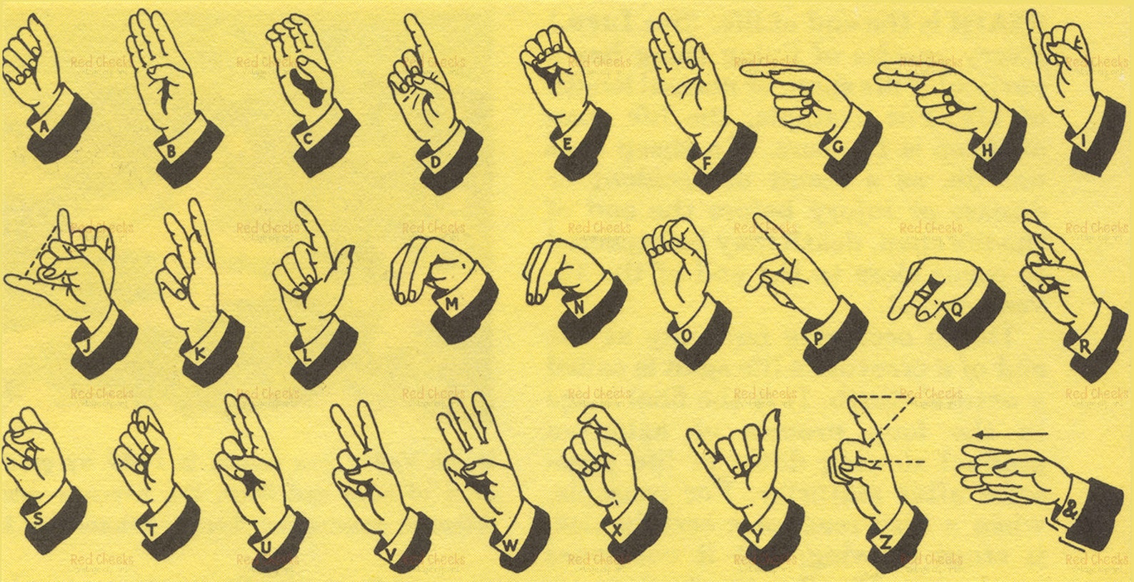 Vintage ASL Alphabet Chart: Hand Signals, Craft Clip Art (digital ...