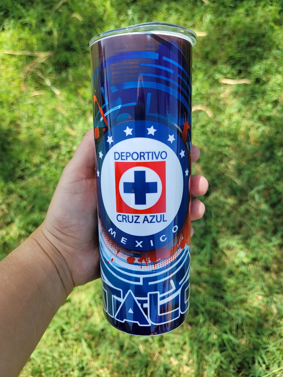 Cruz Azul 20 Oz Skinny Straight Tumbler La Maquina Azul Logo Futbol ...