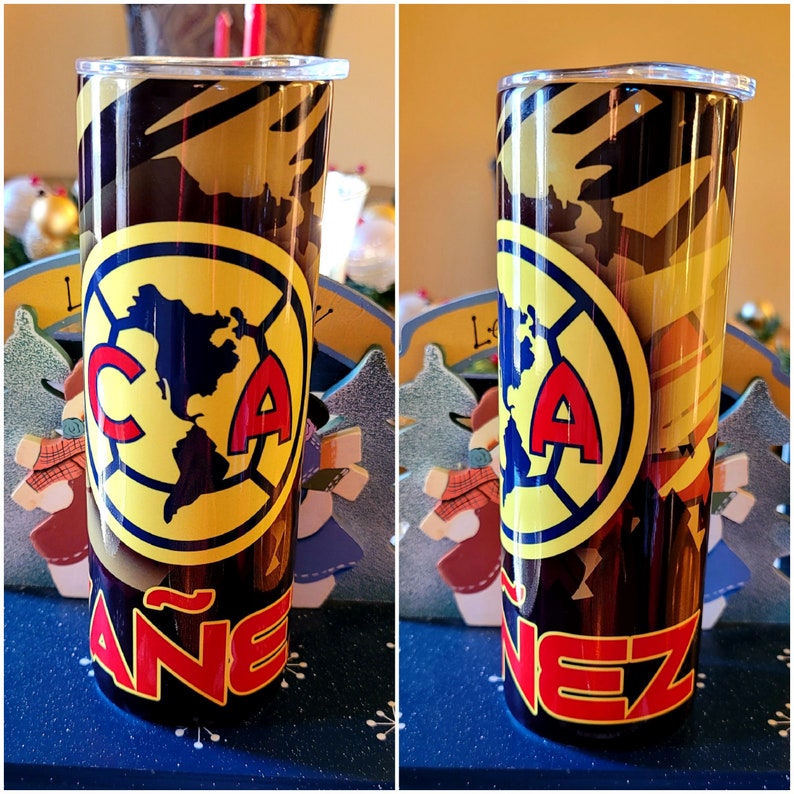 Club America 20 Oz Skinny Straight Tumbler Aguilas Del America Logo ...