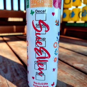 Cafecito Y Chisme 20oz Skinny Tumbler Colorful Mexican Theme Banner ...