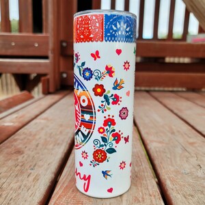 Cafecito Y Chisme 20oz Skinny Tumbler Colorful Mexican Theme Banner ...
