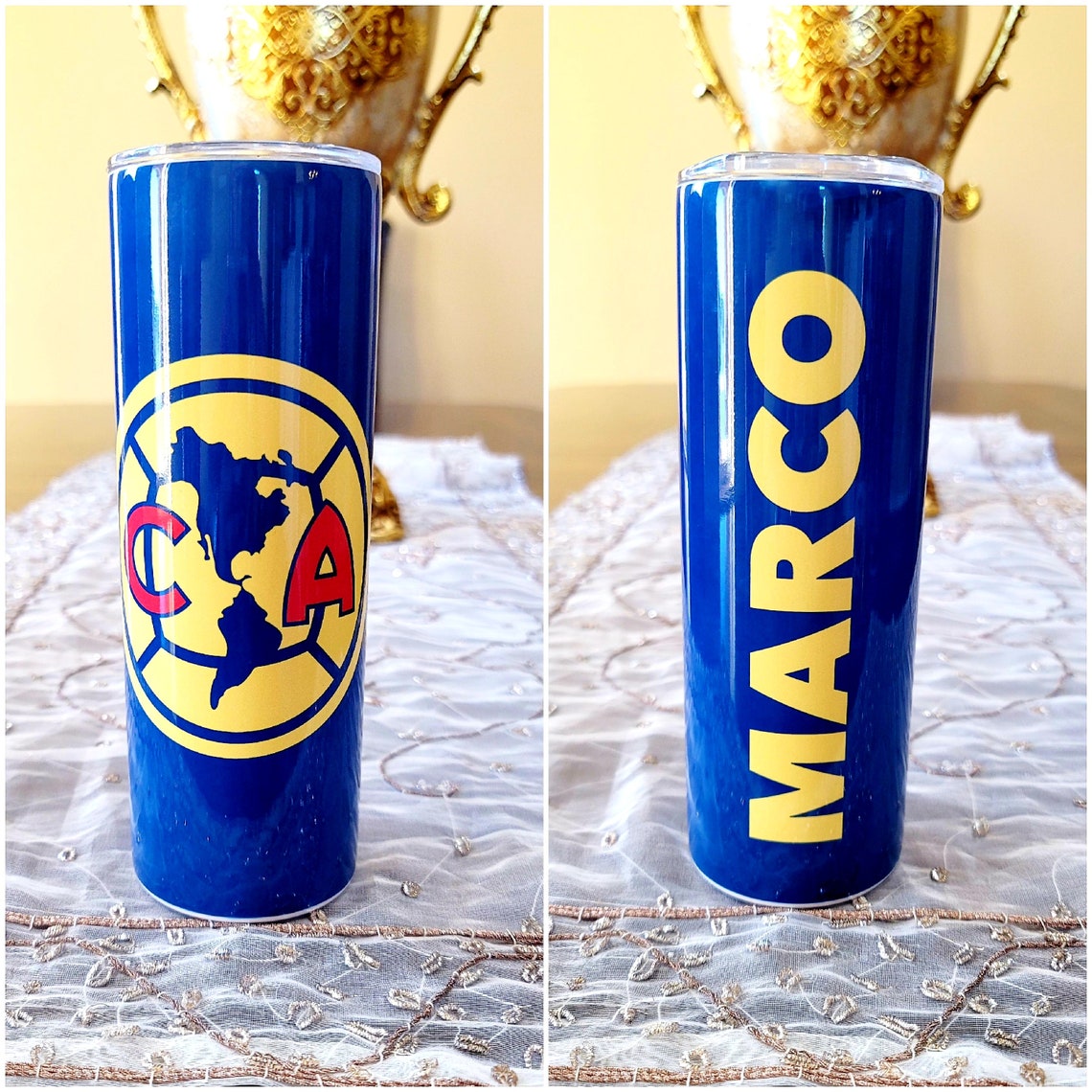 Club America 20 Oz Skinny Straight Tumbler Aguilas Del America Logo ...