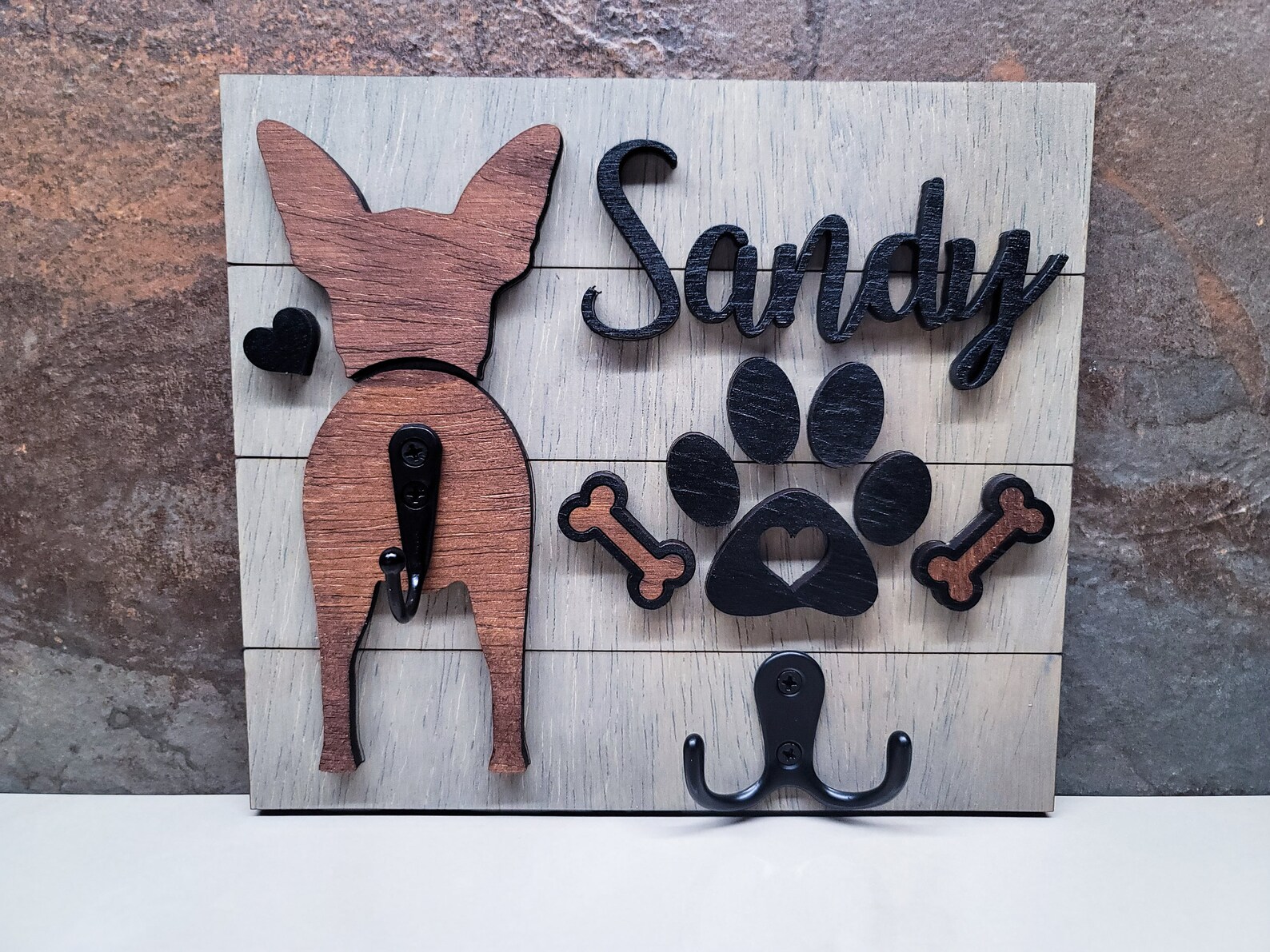 Personalized Wooden Dog Leash Holder Sign for Pet Parents 3D Dog Butt ...