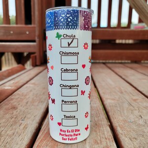 Cafecito Y Chisme 20oz Skinny Tumbler Colorful Mexican Theme Banner ...