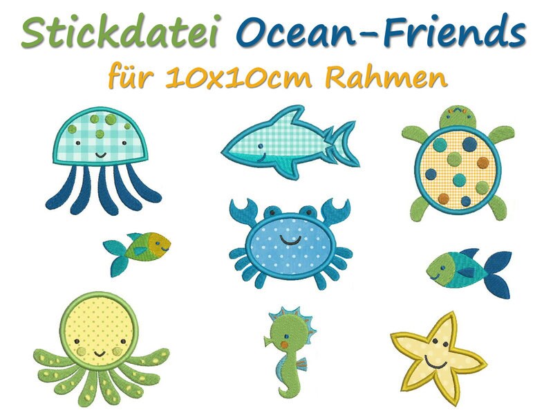 Stickdatei OCEAN FRIENDS 9-teilig Meerestiere Meer - Etsy.de