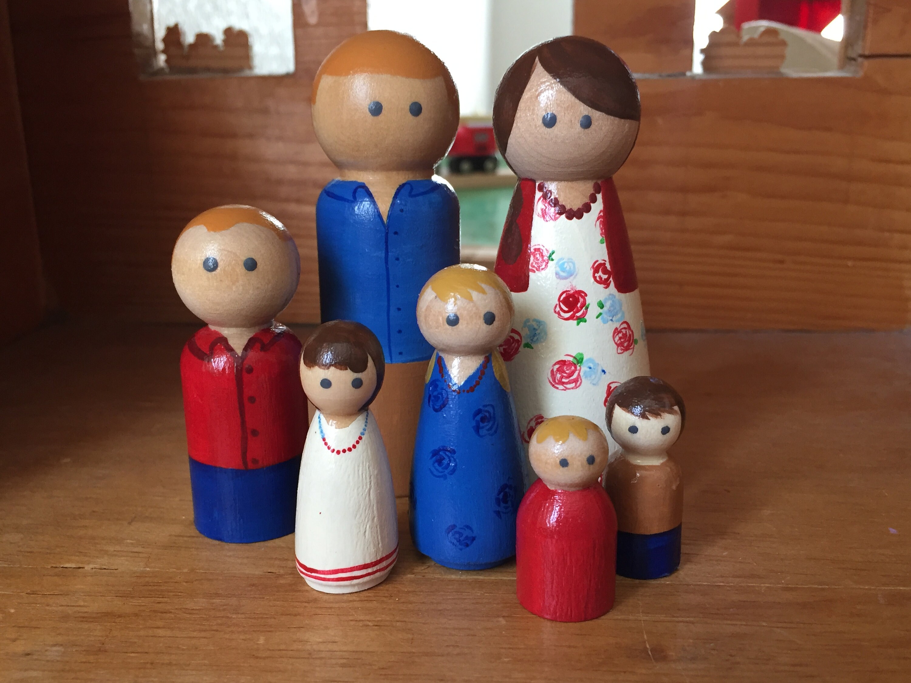 Custom family peg people wooden doll | Etsy