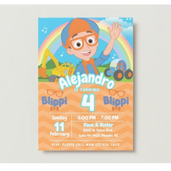 Blippi Birthday Party Invitations - Etsy