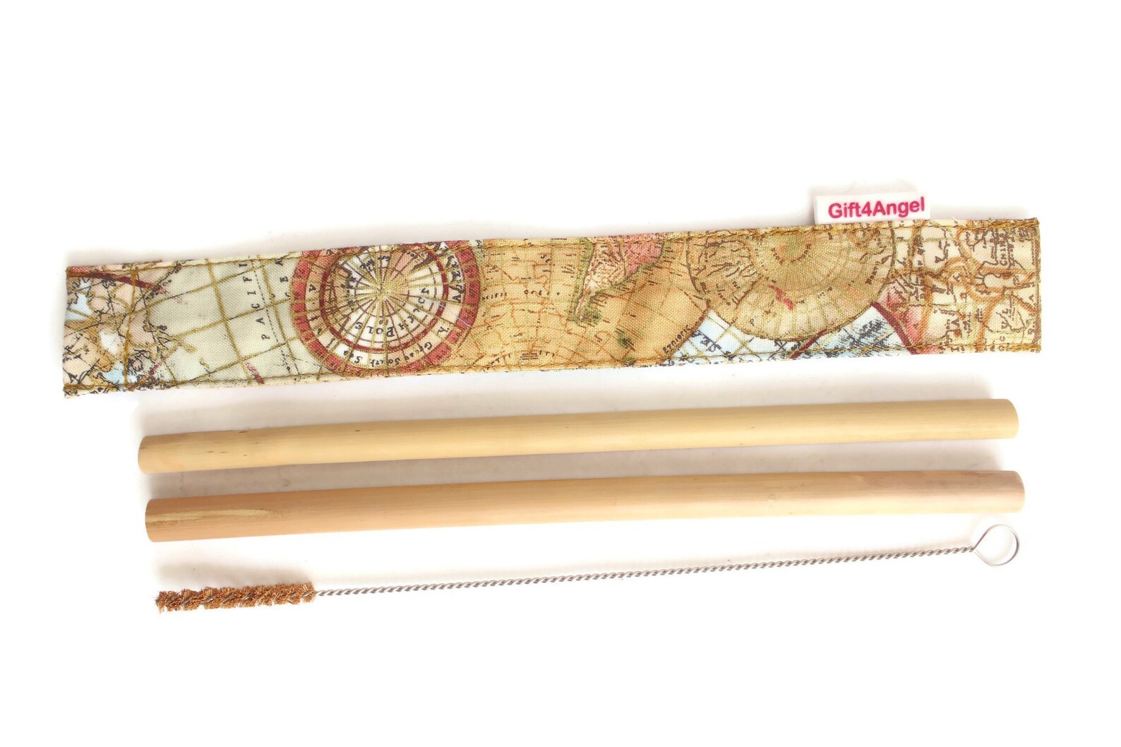 2 Sets X MAP Straw Sleeve With Bamboo Straws Cleaning Brush | Etsy