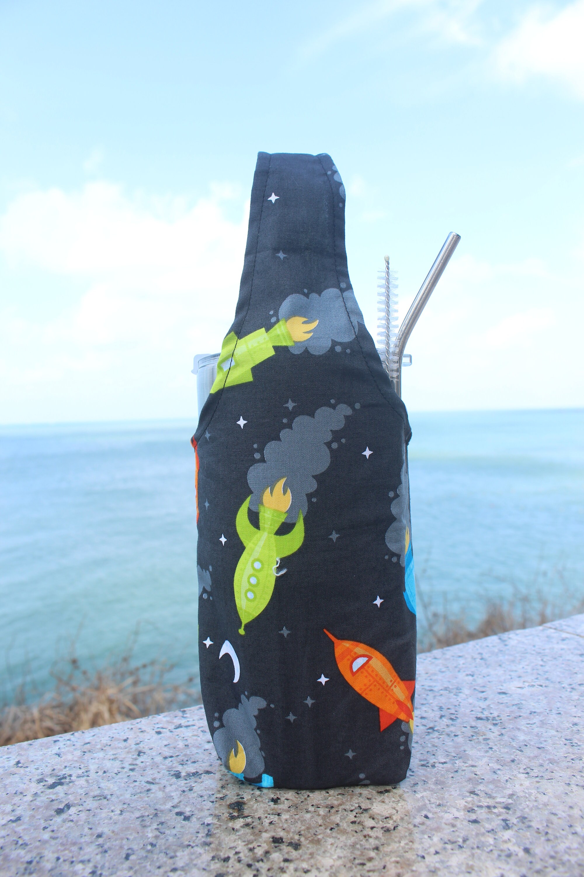 Spaceship Foldable Tumbler Bag, Water Bottle Carrier, Eco Friendly ...