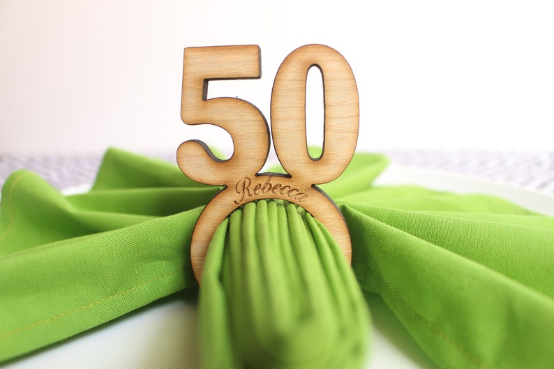 Napkin Rings Personalize SET of 8pcs/25pcs, 50th Birthday Napkin Ring ...