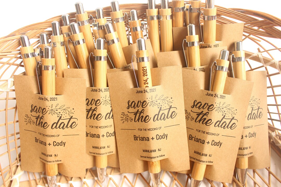 35 X Personalized Pens With Cards, Save the Date, Eco Friendly Gifts ...