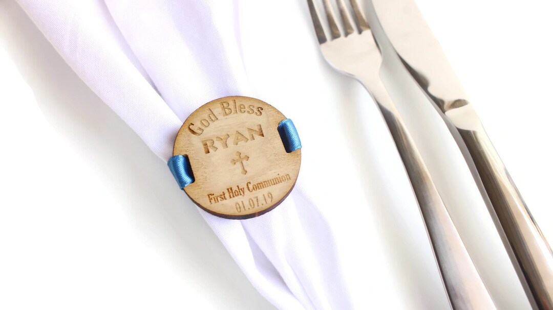 SET of 15pcs First Communion Napkins Ring, Personalized Napkin Rings ...