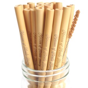 Bamboo Straws - 70 Plain or Custom Engraved Bamboo Straws 8" for Party ...