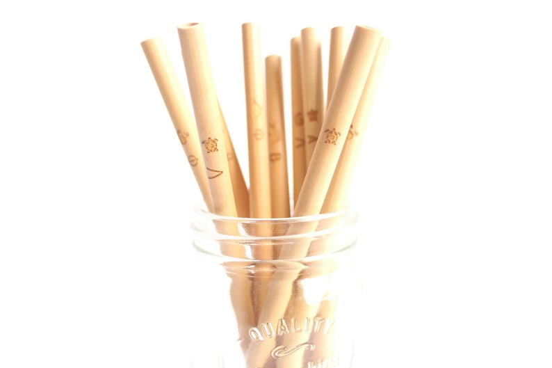 Bamboo Straws - 70 Plain or Custom Engraved Bamboo Straws 8" for Party ...