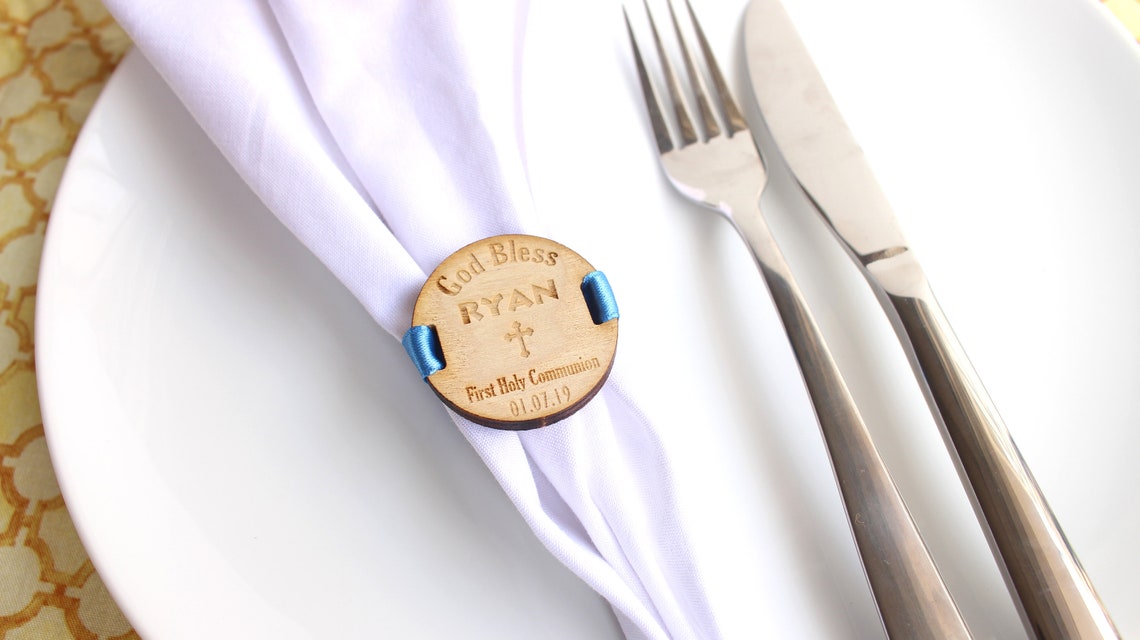 SET of 15pcs First Communion Napkins Ring, Personalized Napkin Rings ...