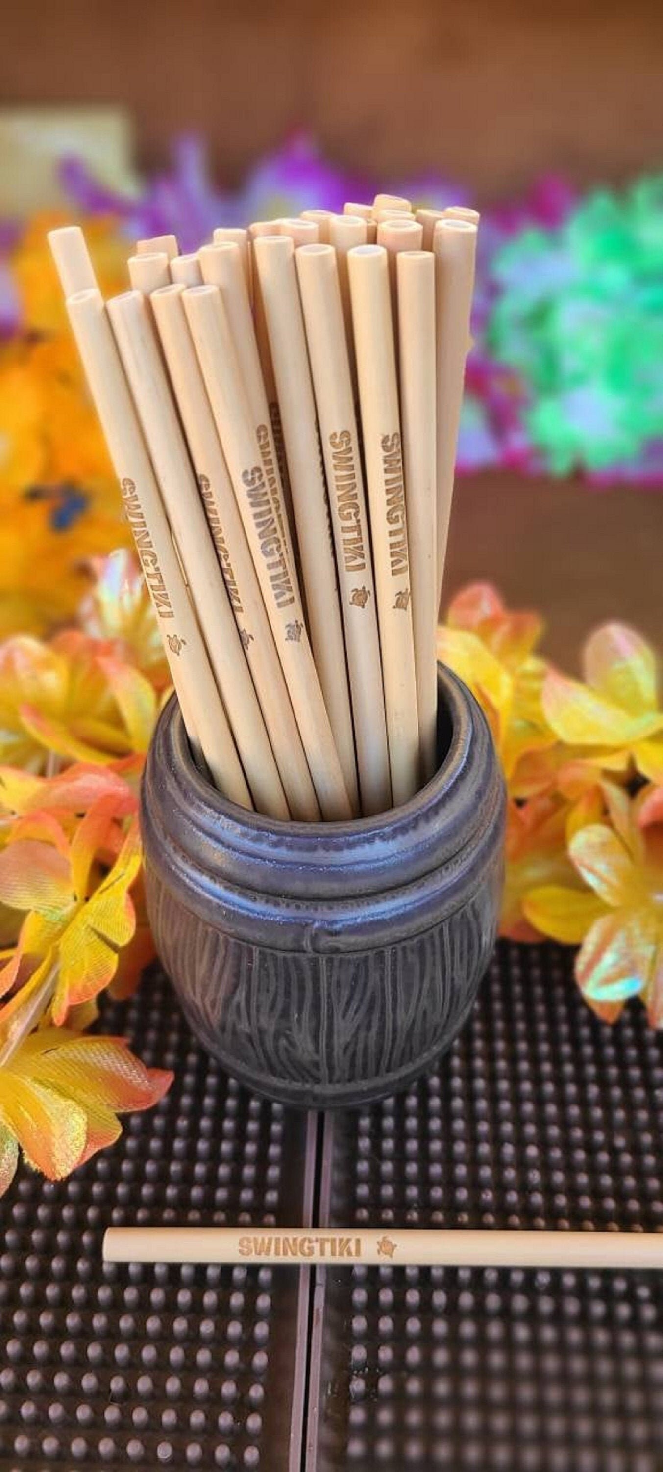 30 Plain or Custom Engraved Bamboo Straws 8 for Party | Etsy