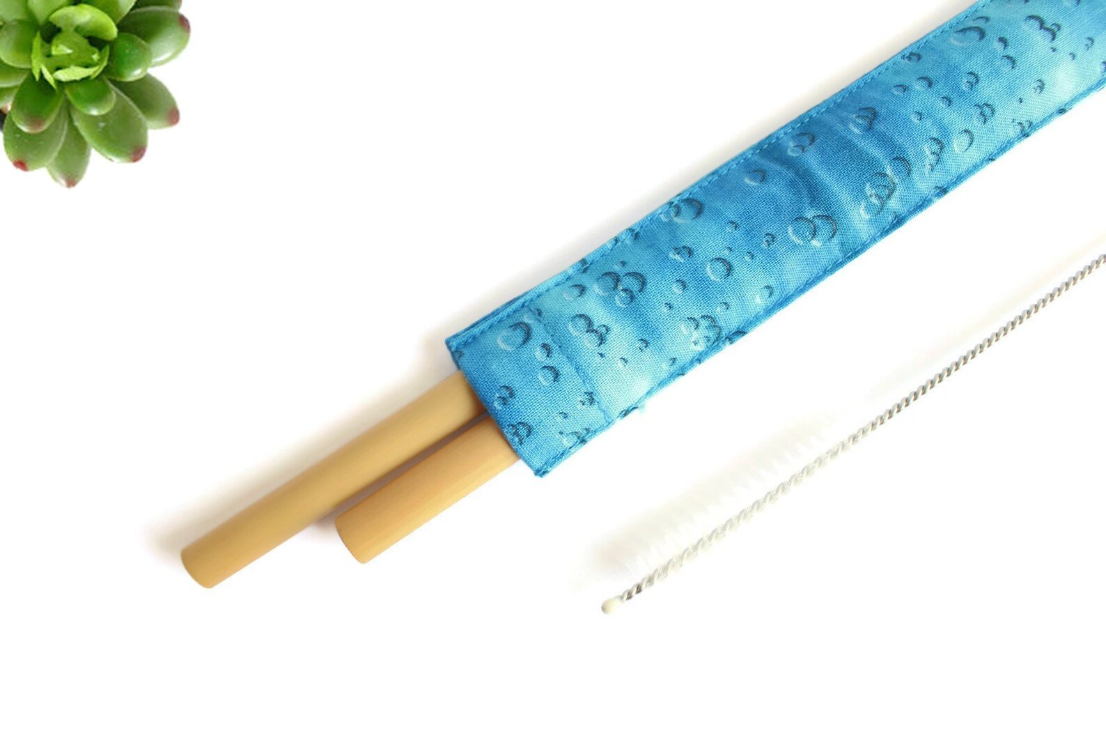 2 Sets X Straw Case Bubbles With Drinking Bamboo Straws and Cleaning ...