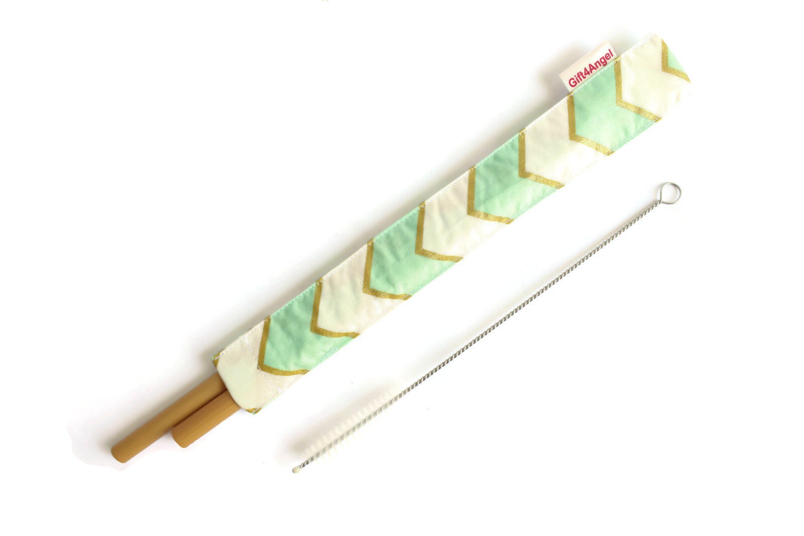 2 Sets X Straw Case Mint and White With Drinking Bamboo Straws - Etsy