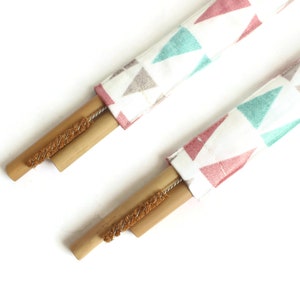 2 Sets X Straw Case Triangles With Bamboo Straws and Cleaning Brush ...