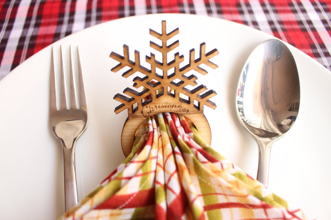 Personalized Napkin Rings 8 Pieces SET, Snowflake Christmas Napkin ...