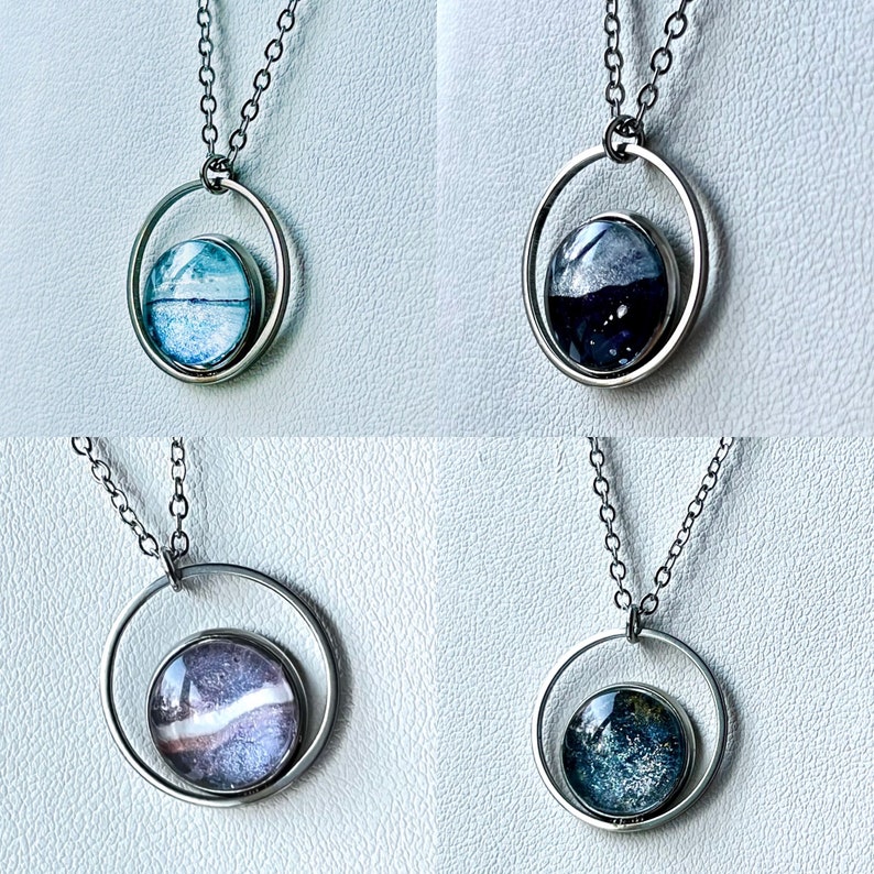 Encircled - Hand Painted Stainless Pendant Necklace - Etsy