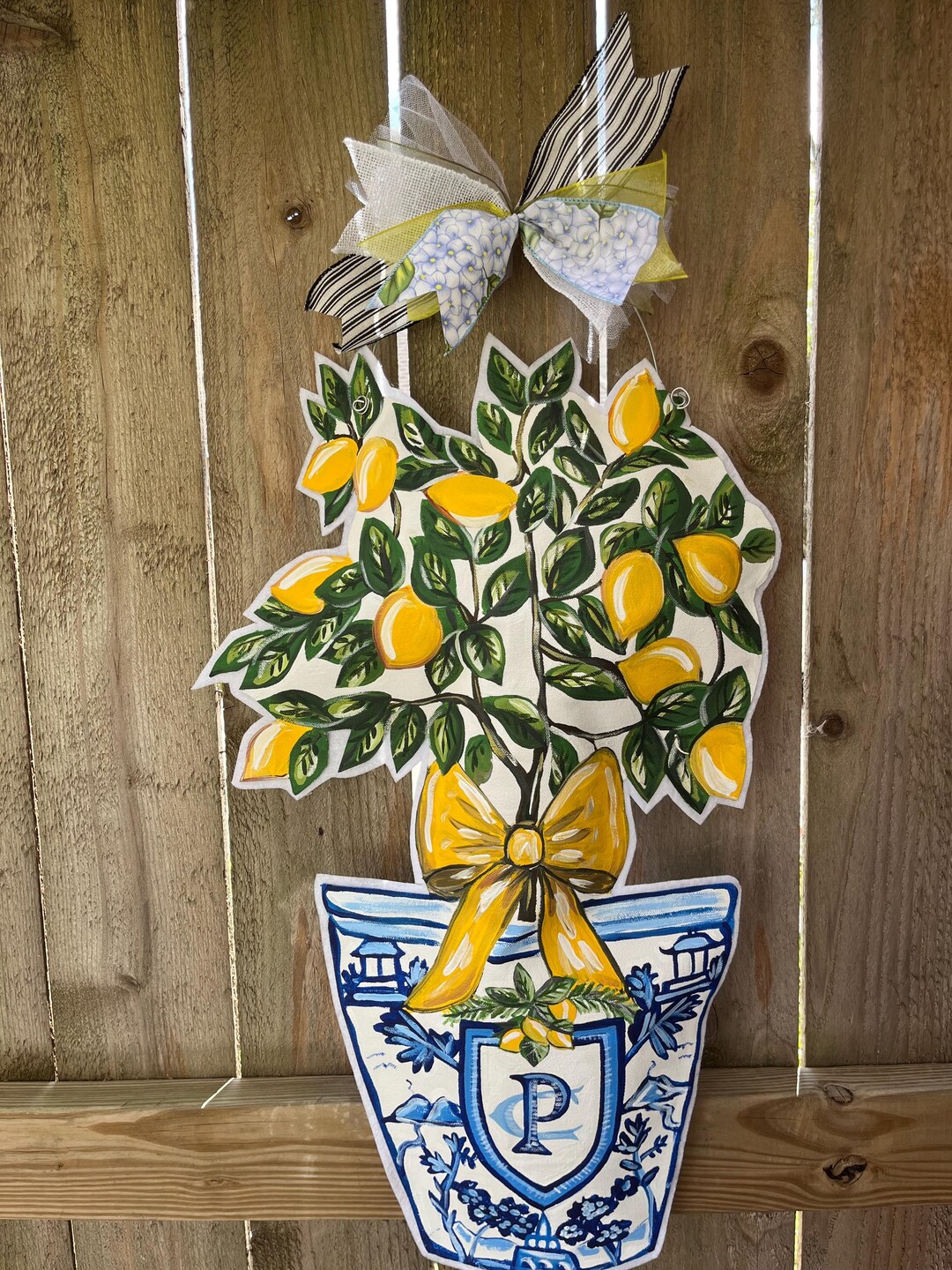 Tuscany Inspired Lemon Tree in Chinoiserie Planter - Etsy