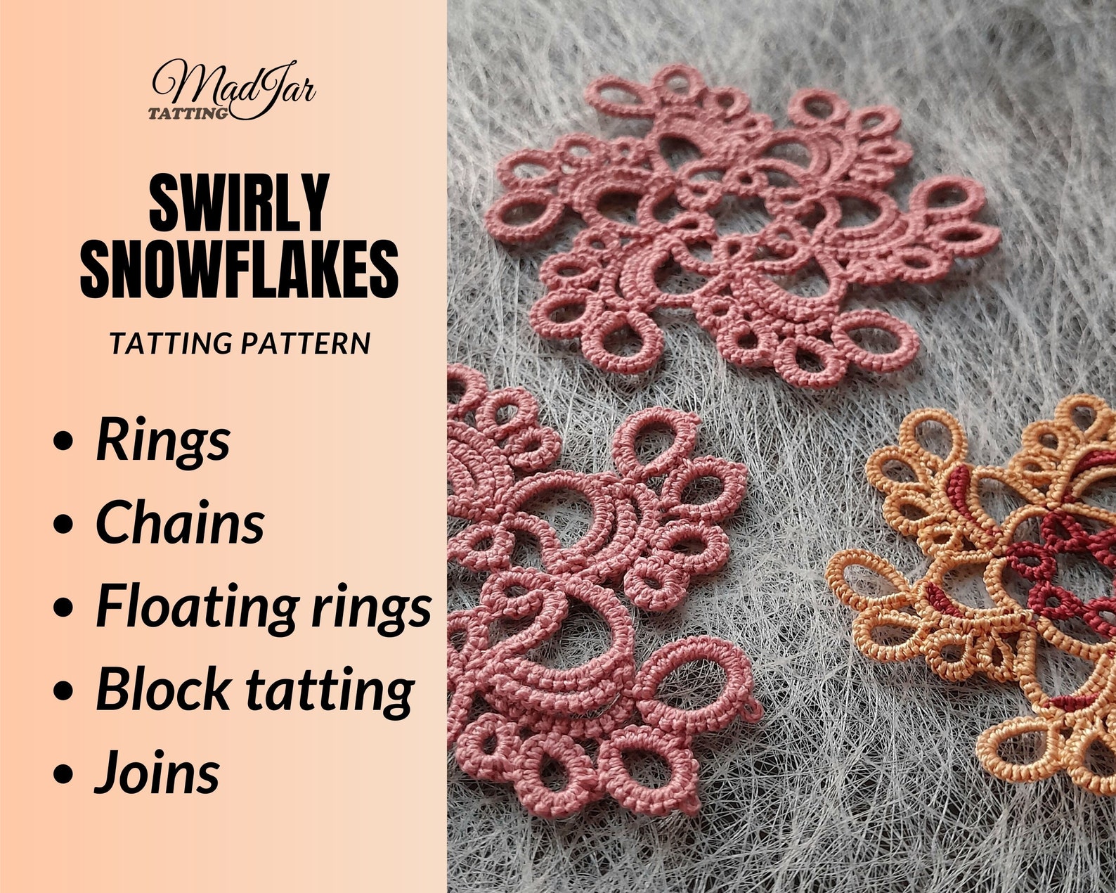 Swirly Snowflake Tatting Pattern PDF. Tutorial for Shuttle or Needle ...