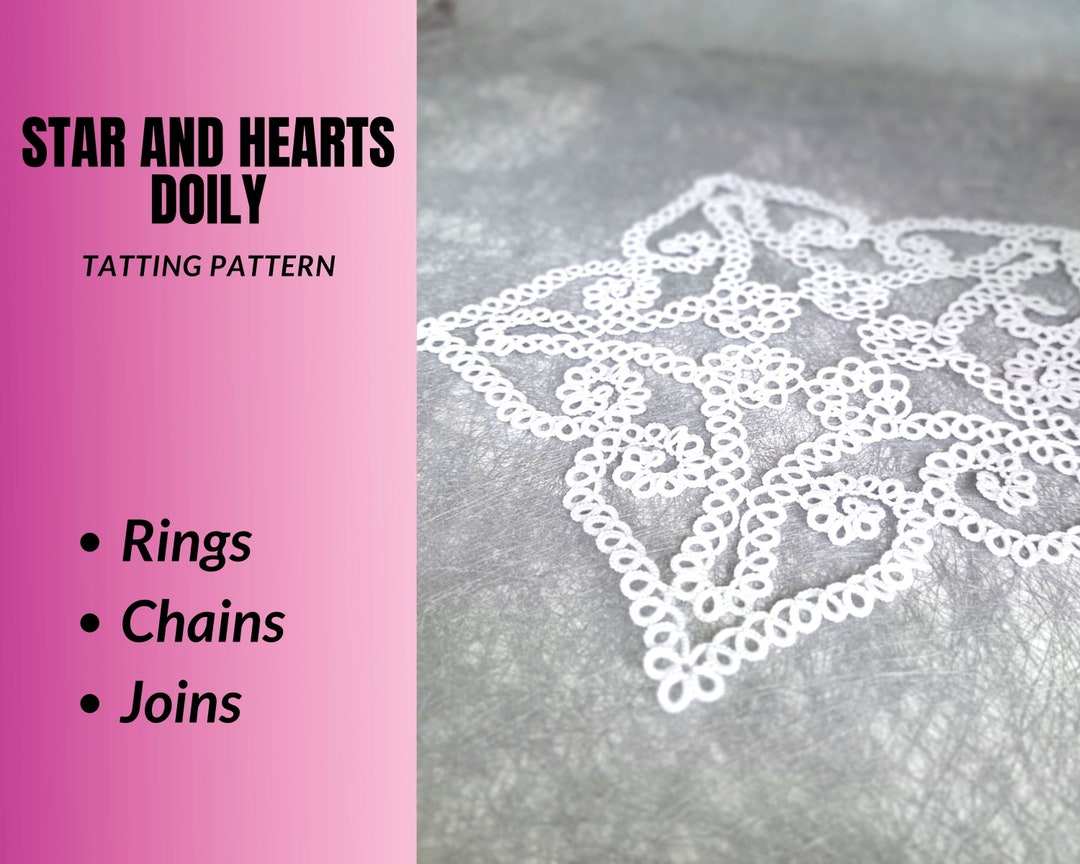 Star and Hearts Doily Tatting Pattern PDF. Instructions for Shuttle or ...