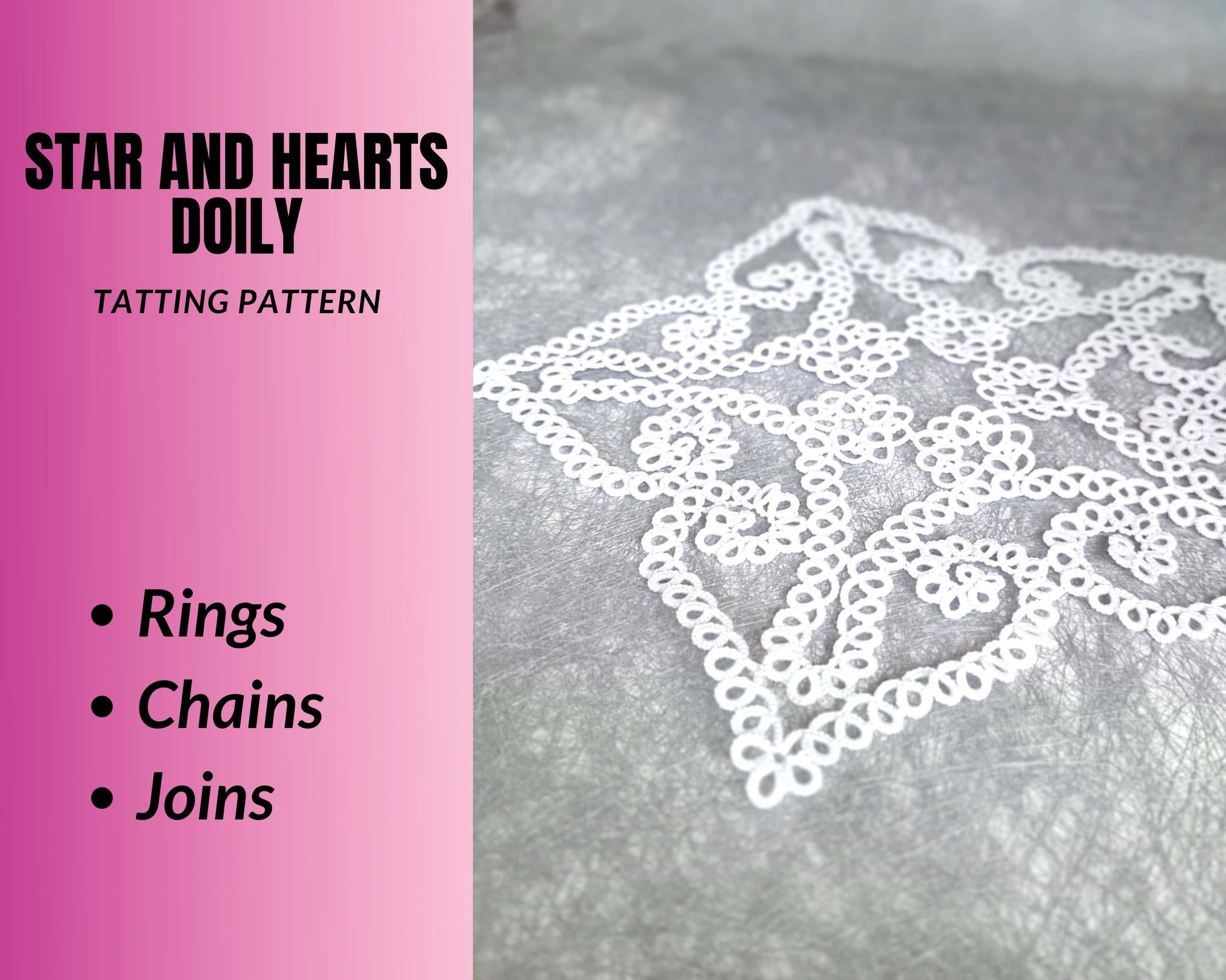 Star and Hearts Doily Tatting Pattern PDF. Instructions for Shuttle or ...